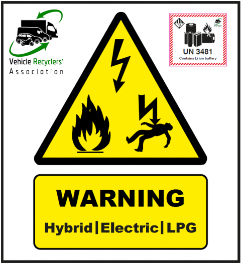 Hybrid Warning Label - with battery symbol - Parts Labelling Solutions